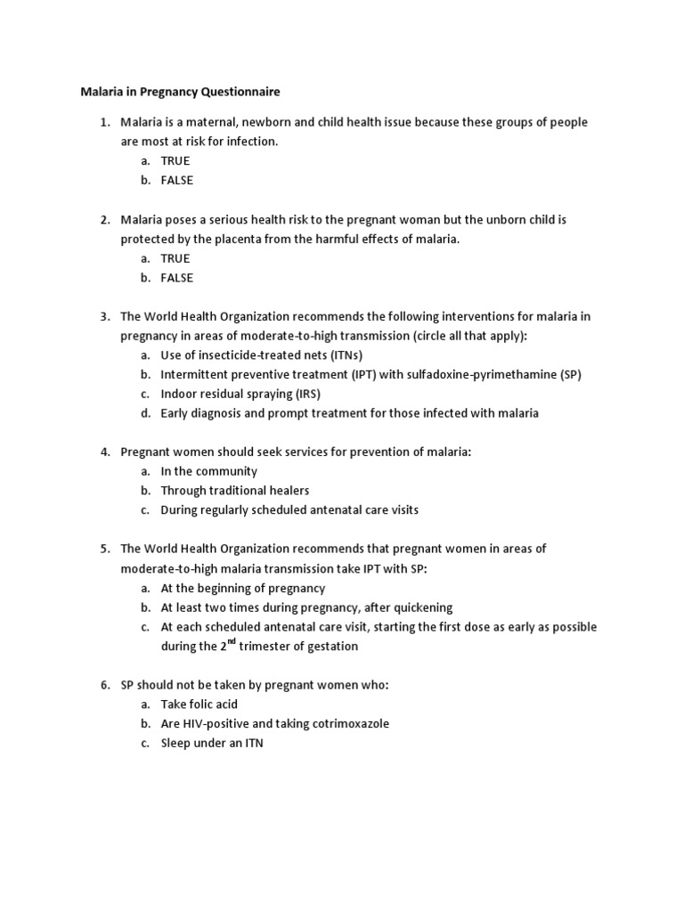 MIP Questions and Answers | PDF | Malaria | Pregnancy