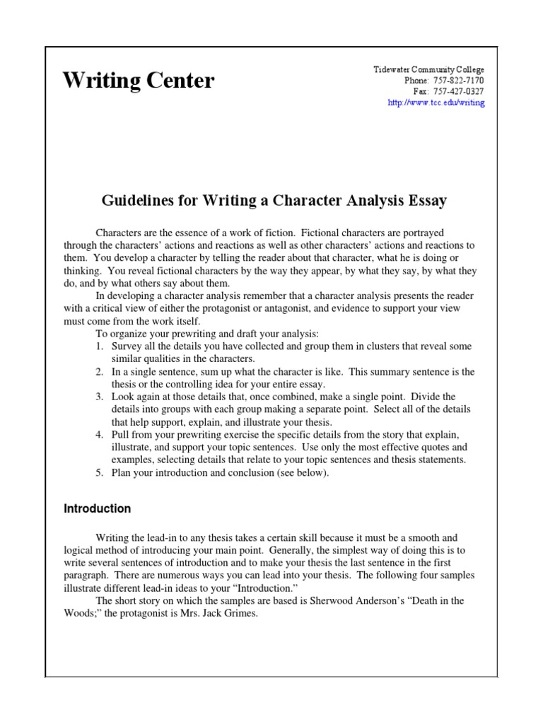 Essay Types Character Analysis Essay | PDF | Essays