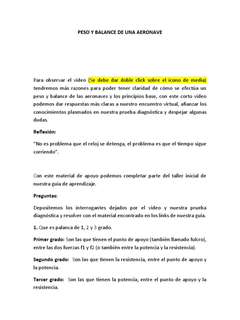 Guía de Peso y Balance de Aeronaves | PDF | Avión | Aeronave
