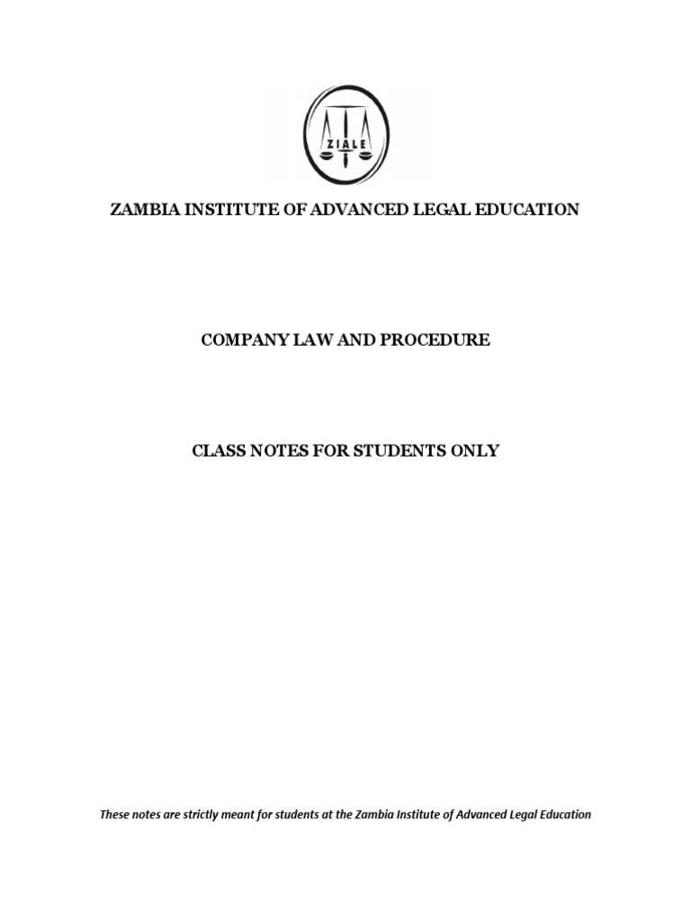 Class Notes For Company Law and Procedure-Topic 3 | PDF | Security ...