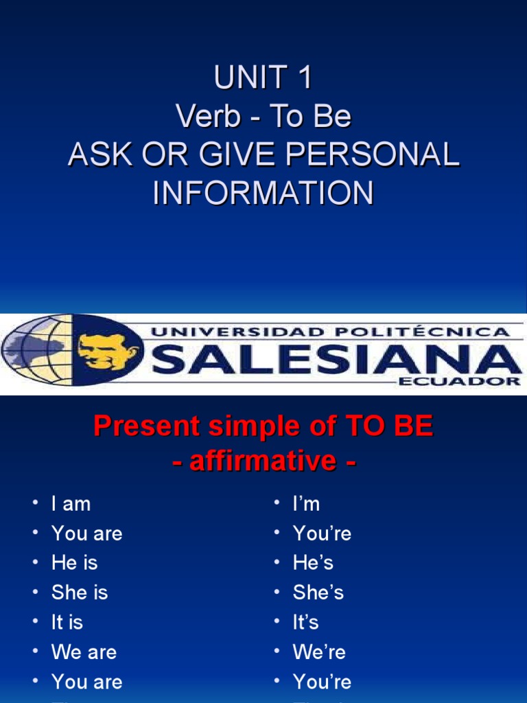 Verb To Be Explanation | PDF