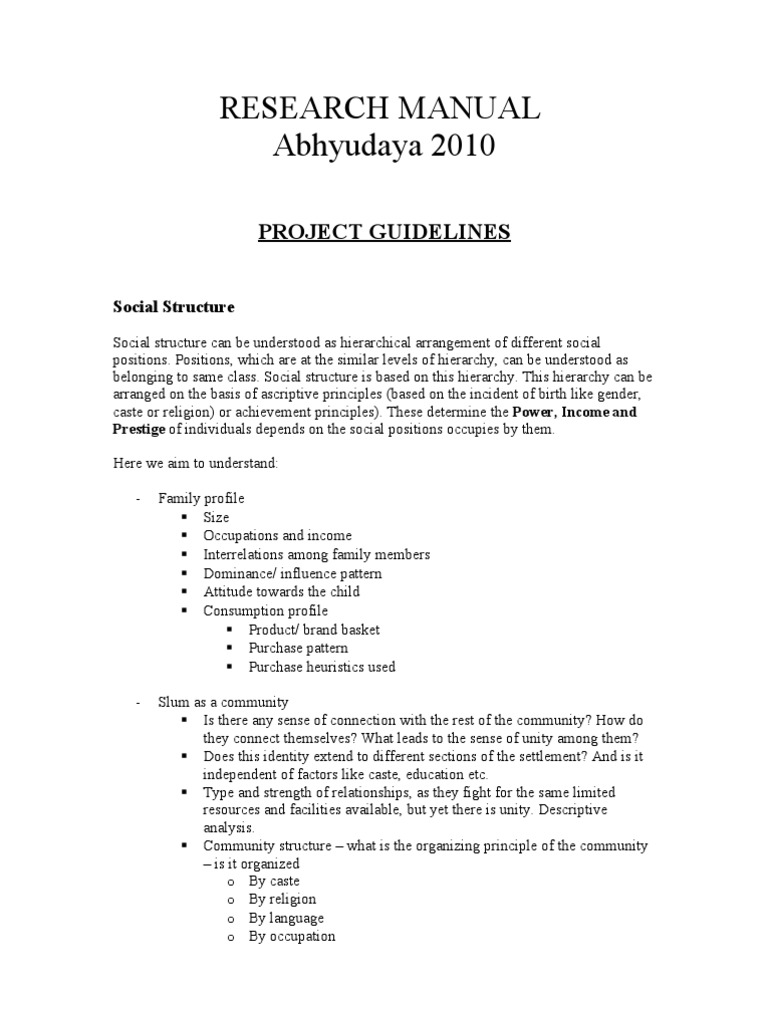 Research Manual Abhyudaya 2010: Project Guidelines | PDF | Hierarchy ...