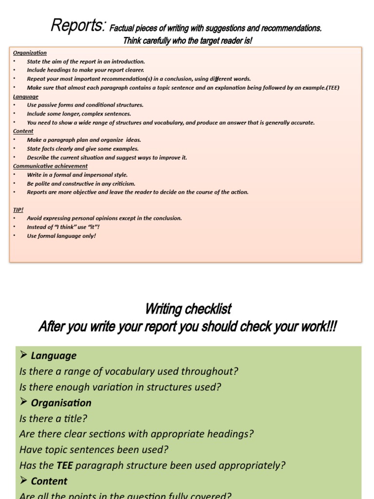 Reports:: Factual Pieces of Writing With Suggestions and ...