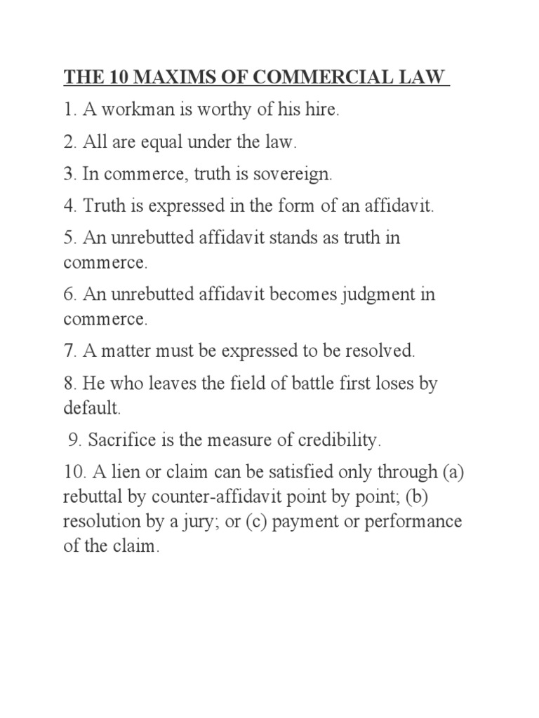 10 Maxims of Commercial Law | PDF