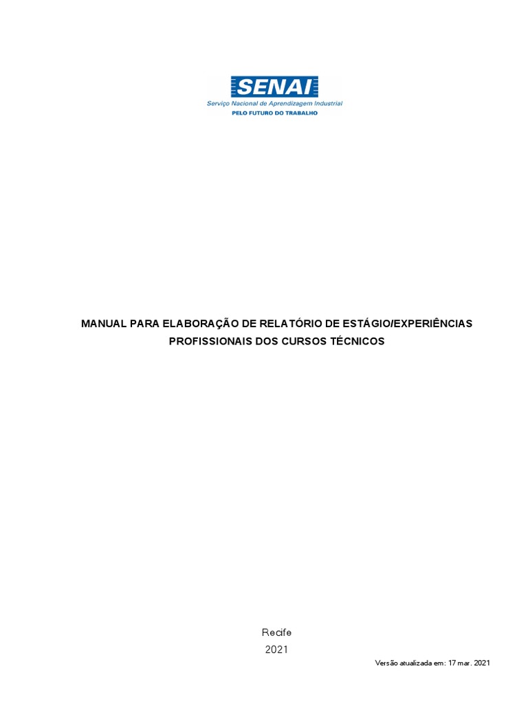 Manual para Elaboração Do Relatório de Estágio e Experiências ...