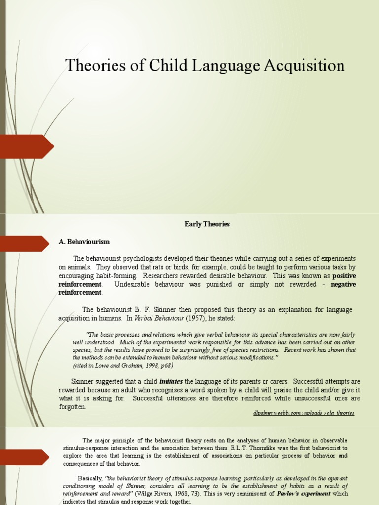 Theories of Child Language Acquisition | PDF