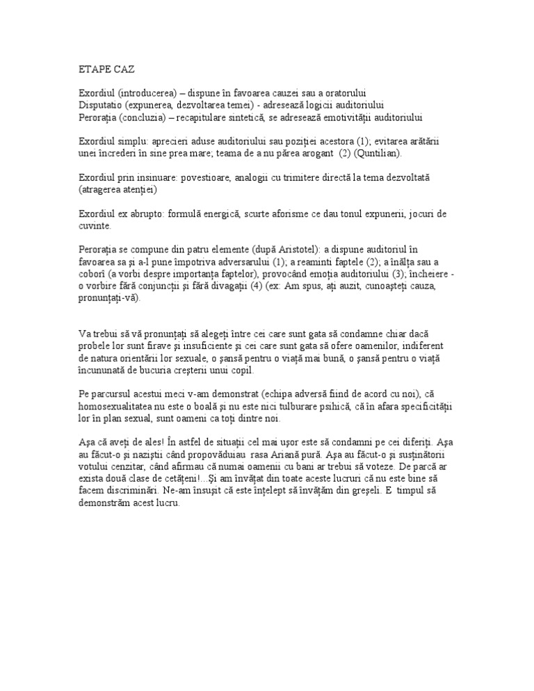 Structura Unui Discurs Exemplu de Peroratie