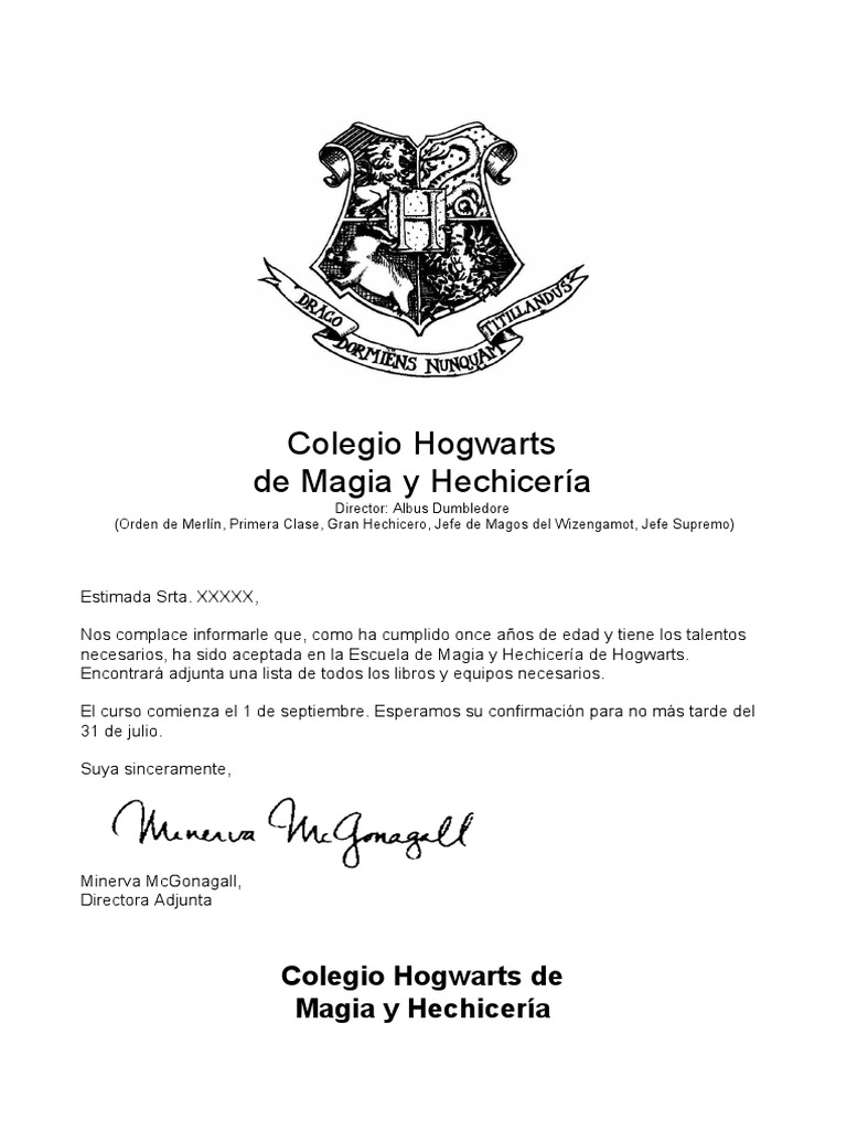 Carta Hogwarts | PDF