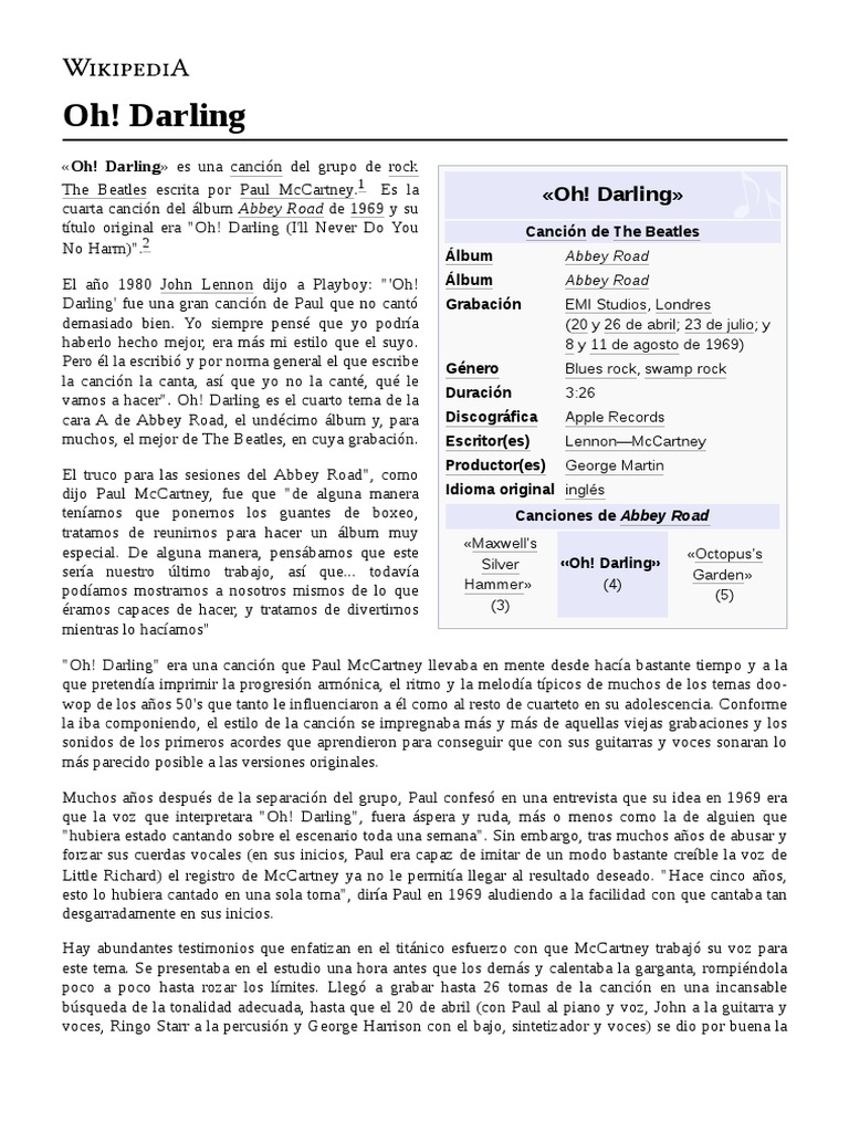 Oh! Darling | PDF | Paul Mc Cartney | Los Beatles