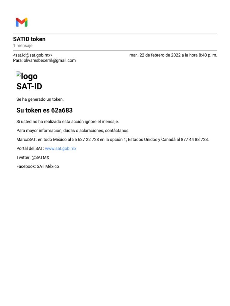 Gmail - SATID Token | PDF