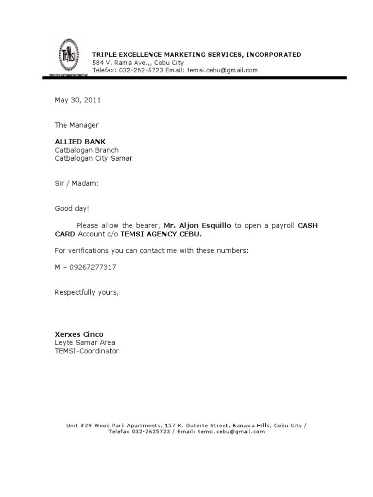 Payroll Cash Card Account Request | PDF
