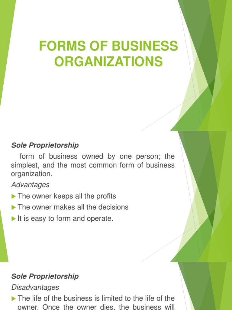 4 Forms of Bus. Organizations | PDF | Corporations | Ownership