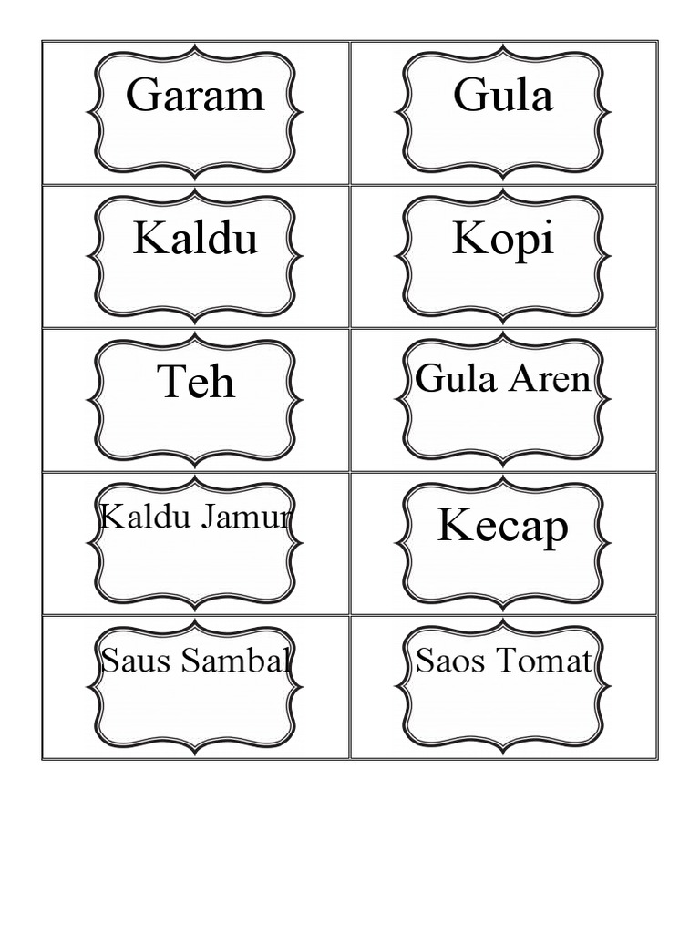 Label Dapur | PDF