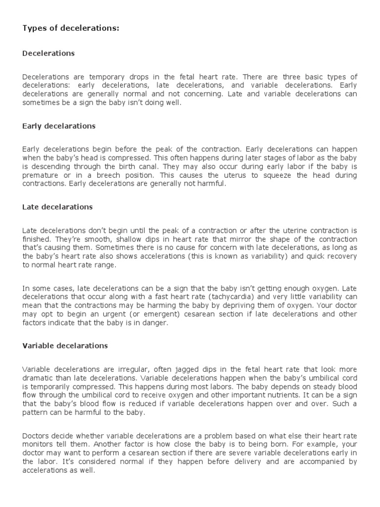 Types of Decelerations | PDF | Childbirth | Medical Specialties