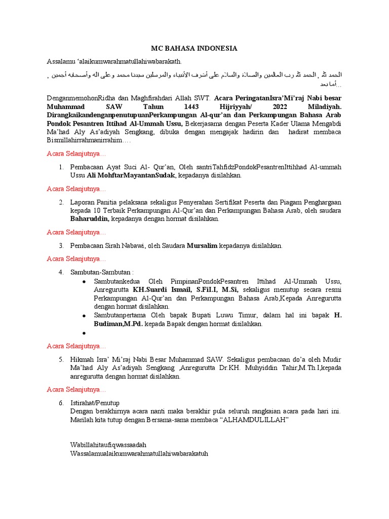 MC BAHASA INDONESIA | PDF