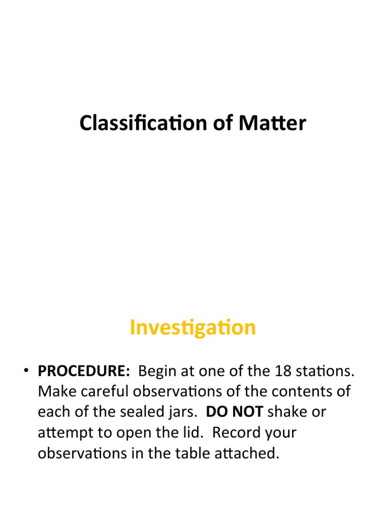 Unit 1 - Activity 11 - Classification of Matter Lab Reading | PDF