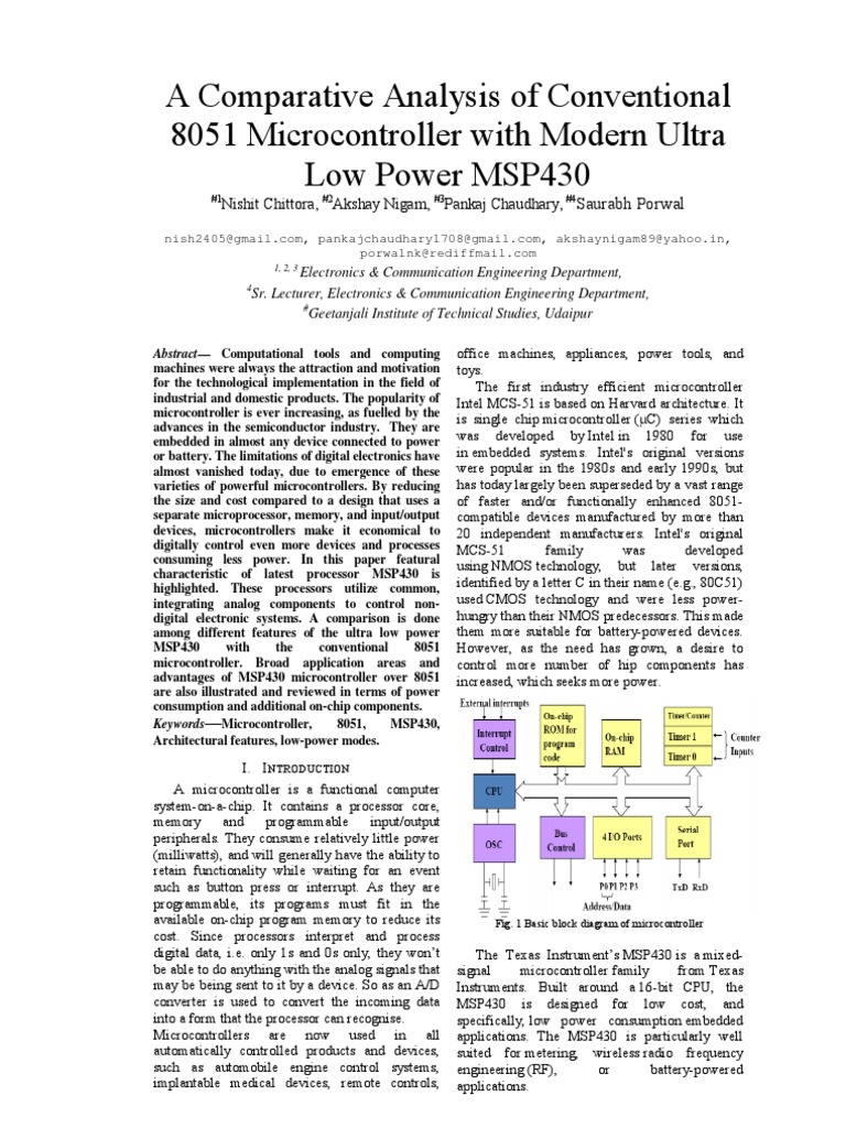8051 vs MSP430: Power Microcontroller Comparison | PDF | Microcontroller | System On A Chip