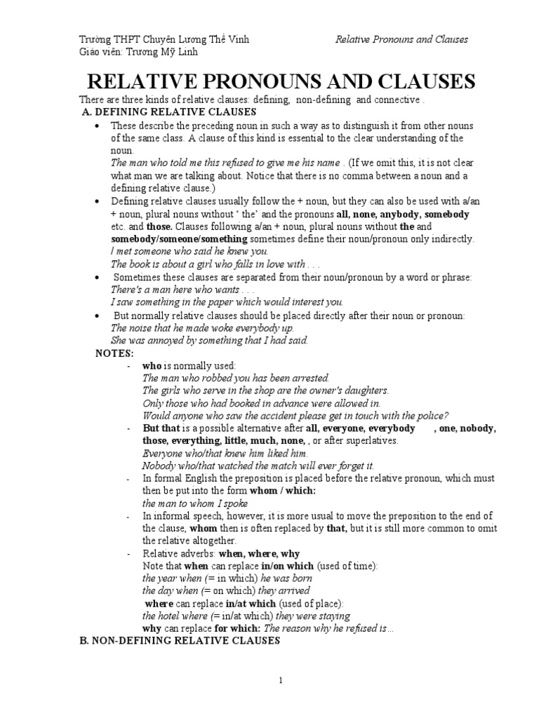 Understanding Relative Clauses | PDF | Verb | Noun
