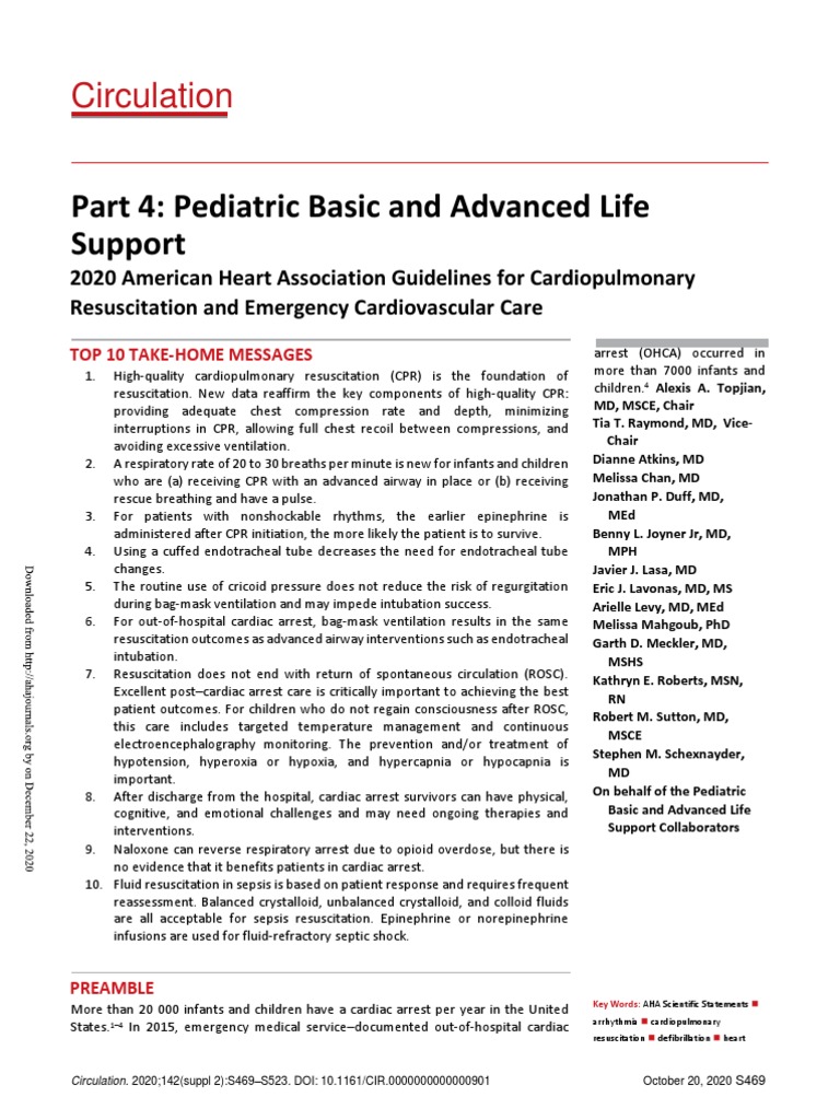 PALS 2020 guidelines-AHA1 | PDF | Cardiopulmonary Resuscitation ...