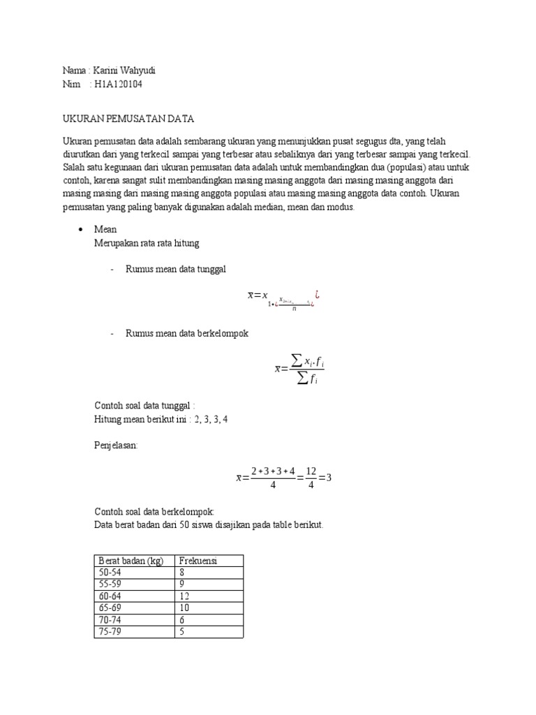 Statistik Data Tunggal Dan Berkelompok | PDF