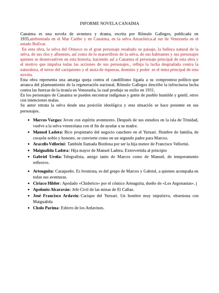Novela Canaima | PDF
