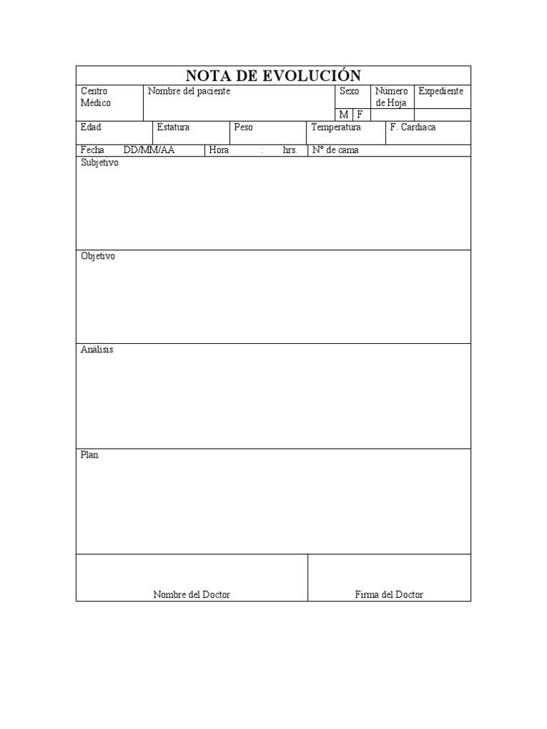 Nota Médica En Blanco En Formato Pdf Formulario De Admisión De