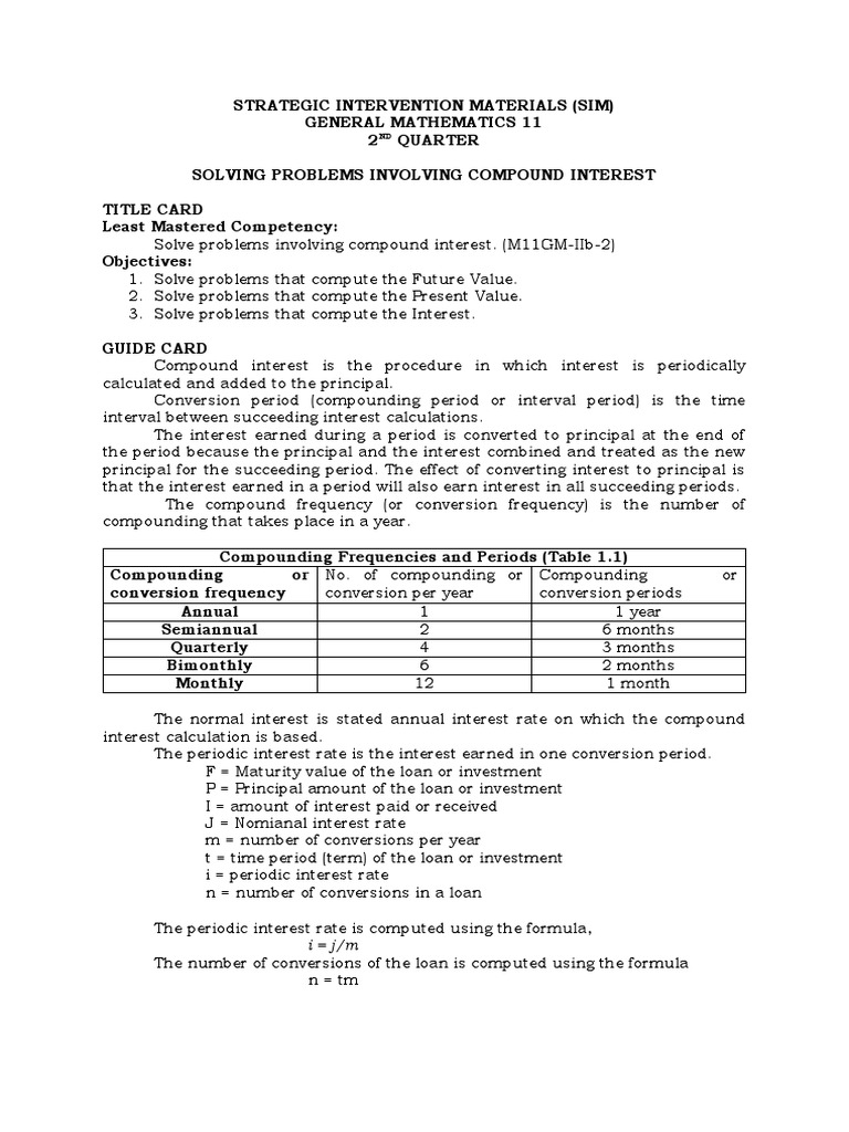 SIM Gen MAth | Download Free PDF | Interest | Compound Interest