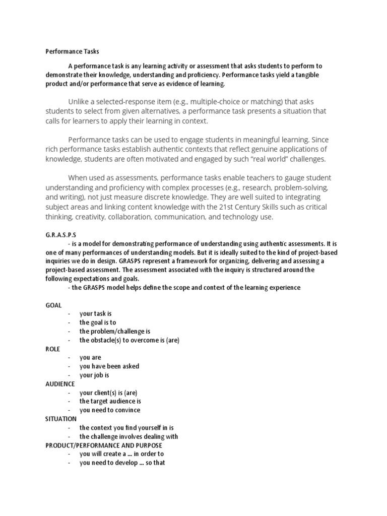 Grasps Lac | PDF | Educational Assessment | Project Based Learning
