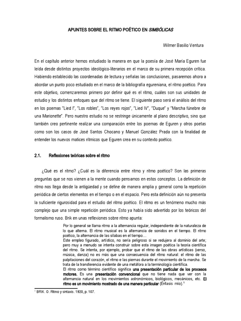 Apuntes Sobre El Ritmo Poético en Simbólicas | PDF | Ritmo | Poesía