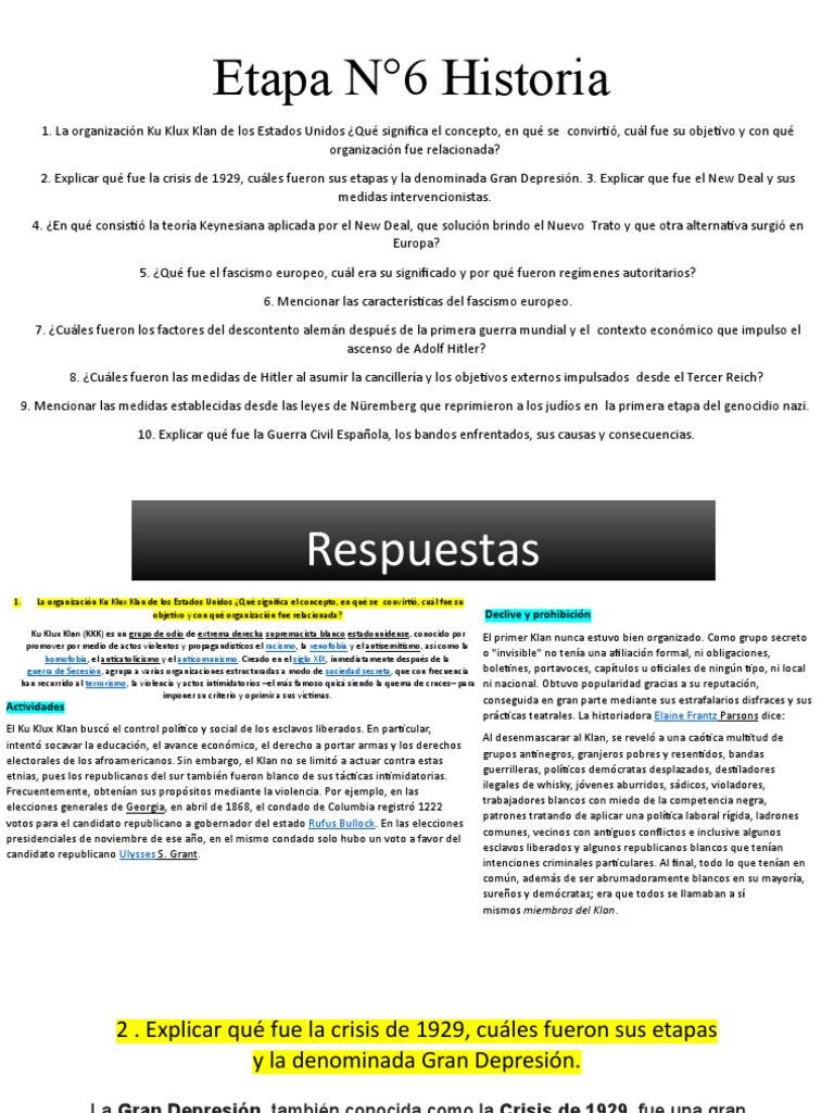 Etapa N°6 Historia Power Point | PDF | Fascismo | Nuevo acuerdo