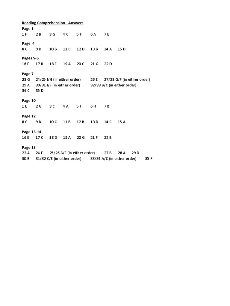 Reading Comprehension - Answers | PDF
