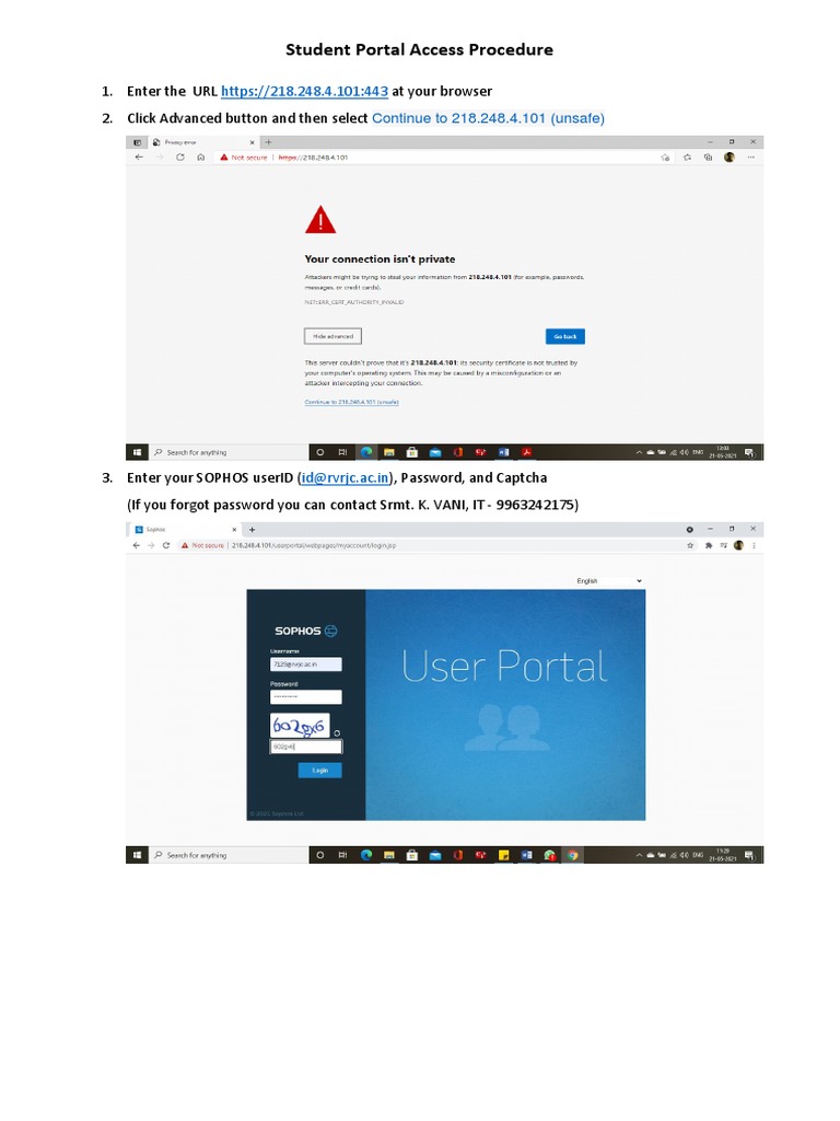 Student Portal Access Procedure | PDF