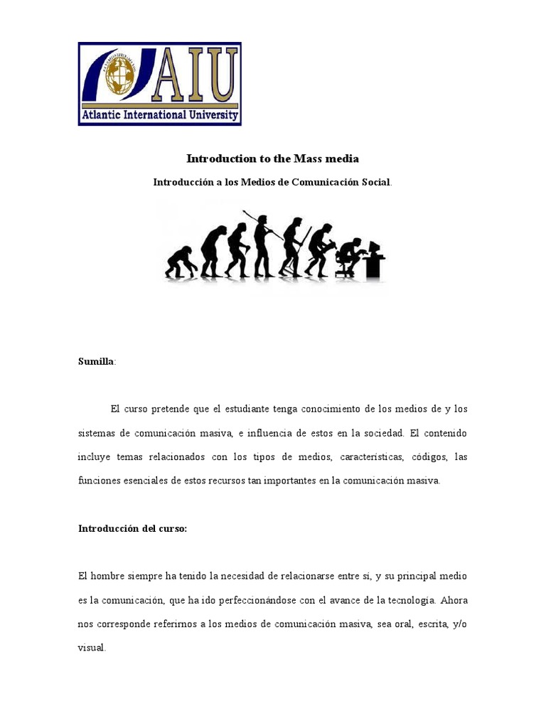 Introduction To The Mass Media: Introducción A Los Medios de ...
