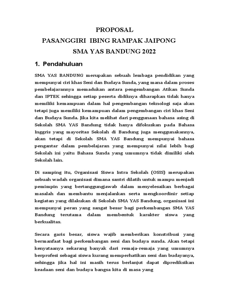 Proposal Kegiatan Bahasa Dan Seni Promosi Sma Yas (2) - Dikonversi | PDF