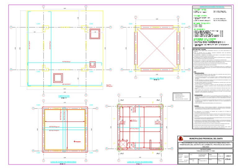 Reservorio Elevado 15 m3 - Estructura 01-ETE-01 | PDF | Hormigón