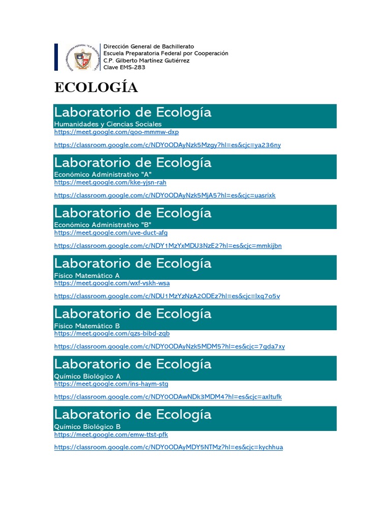 Códigos Laboratorio | PDF | Biología | Laboratorios