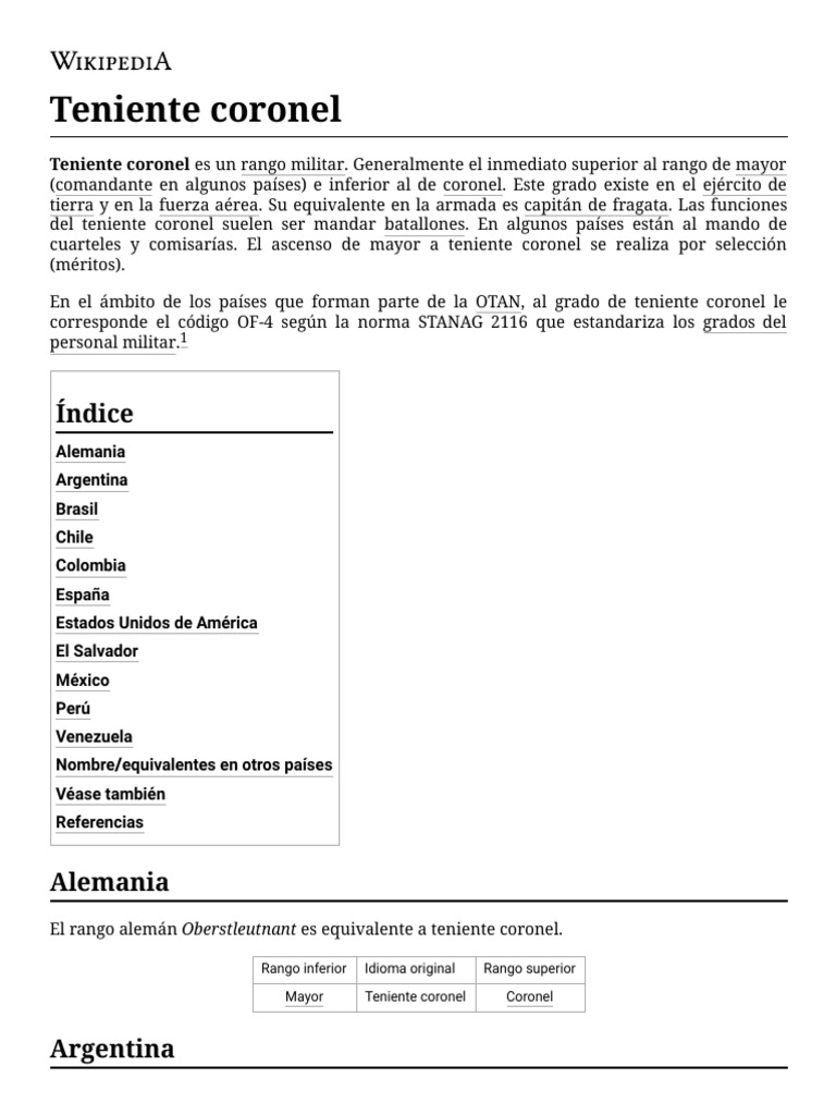 Rango y funciones del teniente coronel | PDF | Coronel | Teniente