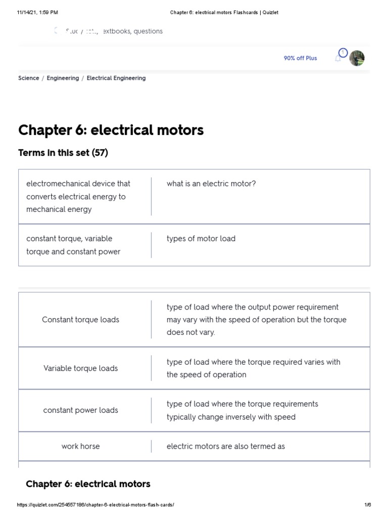 Chapter 6 - Electrical Motors Flashcards - Quizlet | PDF | Electric ...