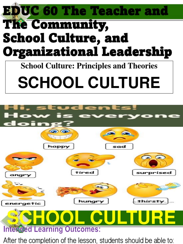 School Culture: Principles and Theories | PDF | Leadership | Teachers