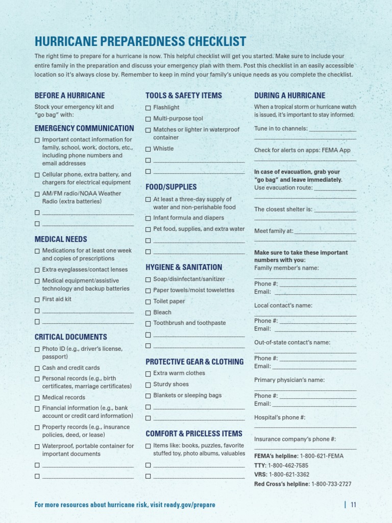 Hurricane Preparedness Checklist: Before A Hurricane Tools & Safety ...
