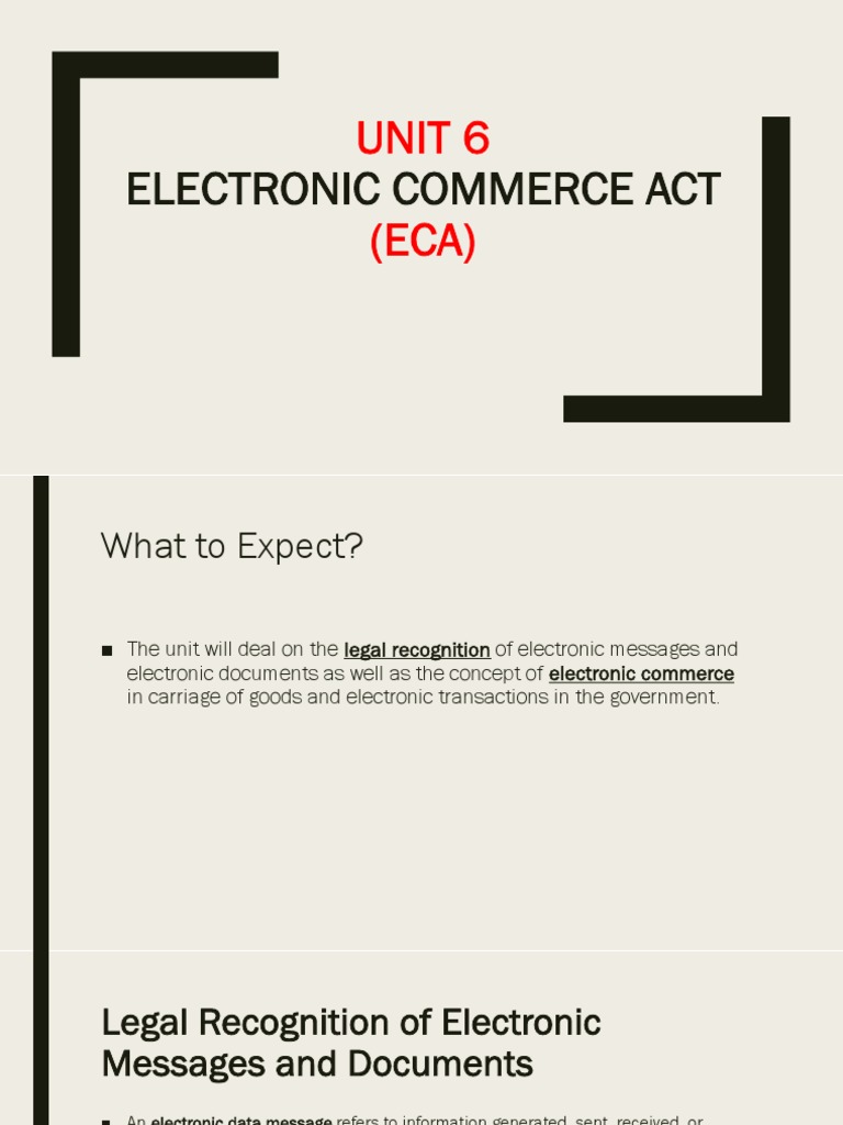 Electronic Commerce Act: Unit 6 (ECA) | PDF | Information Privacy | Information