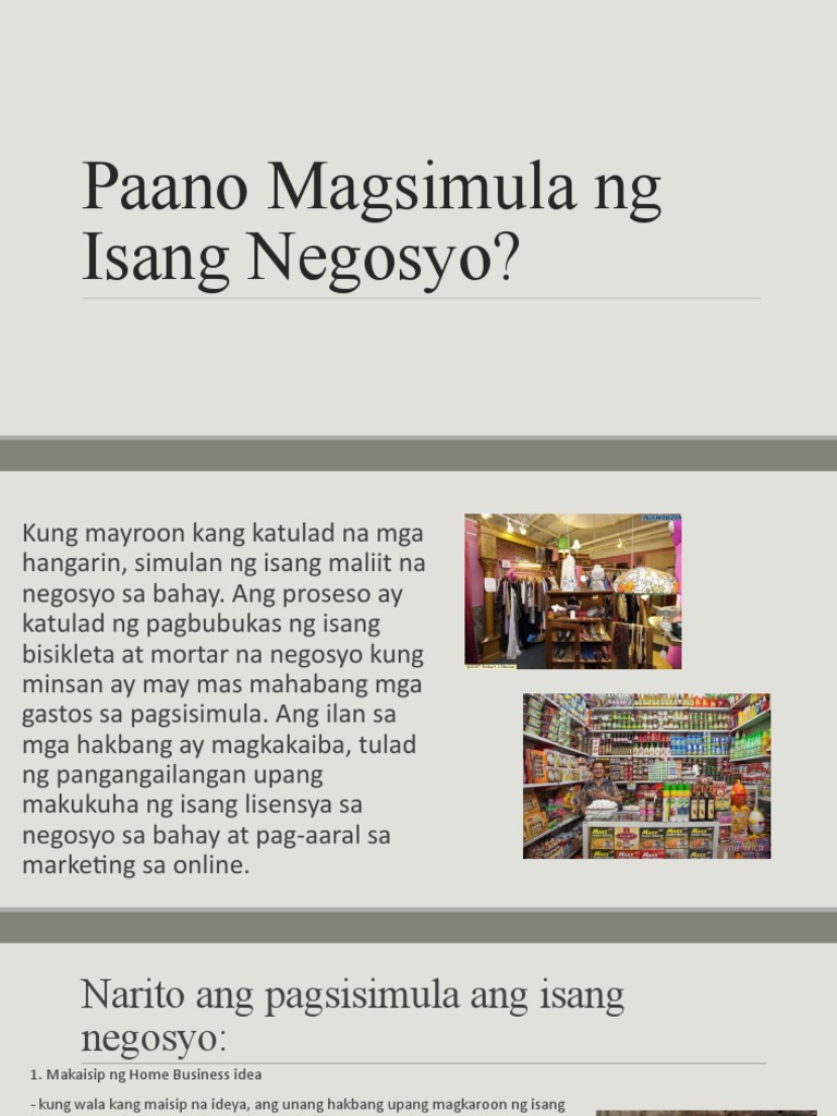 Paano Magsimula NG Isang Negosyo | PDF