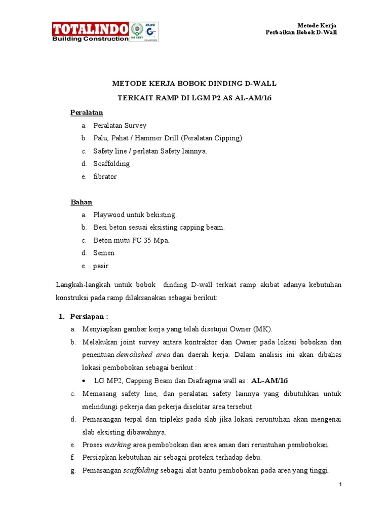 4b. METODE KERJA BOBOK D-WALL | PDF | Griya & Taman