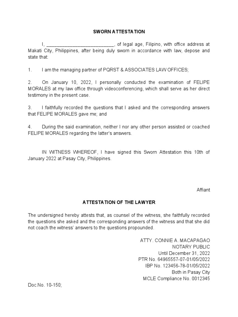 Attestation Sample | PDF