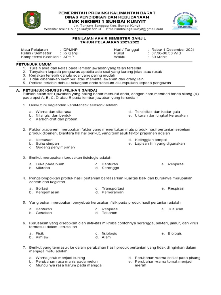 Soal DPMHP X Aphp | PDF