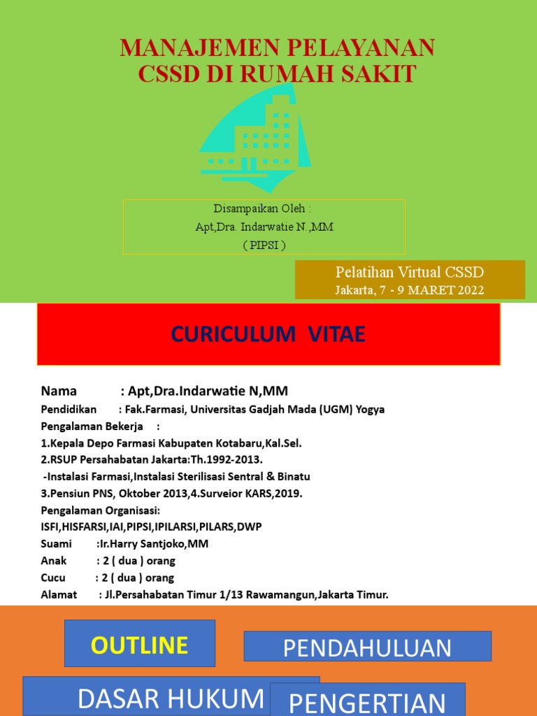 Ibu Dra Indarwatie N - Manajemen Pelayanan CSSD Di Rumah Sakit | PDF