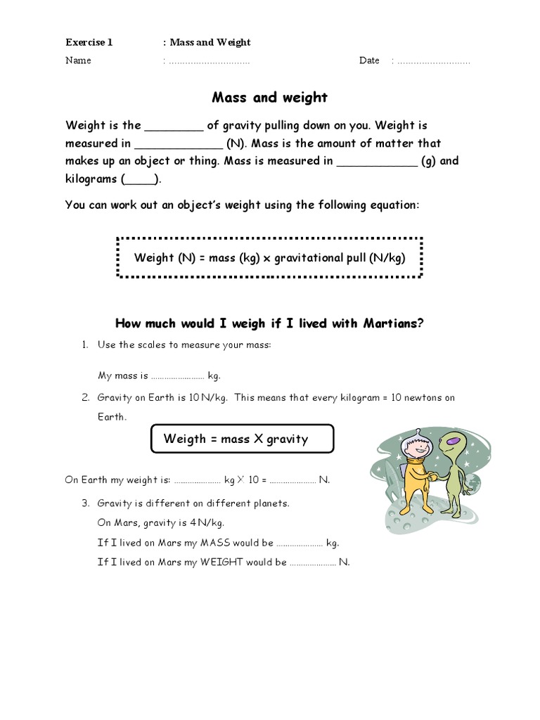 E1 - Mass and Weight | PDF | Weight | Mass