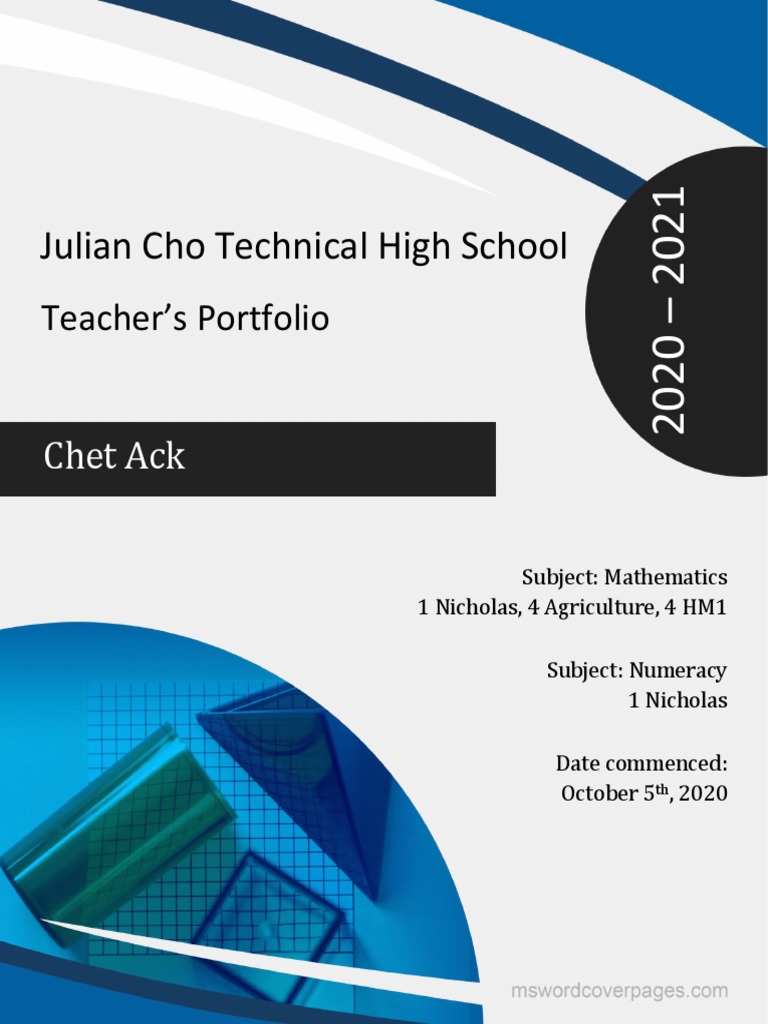 Teachers Portfolio Cover Page | PDF