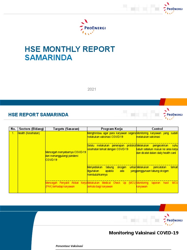 HSE Monthly Report | PDF | Teknologi & Rekayasa