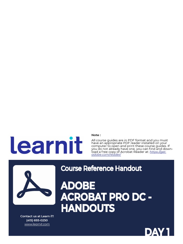 Adobe Acrobat Pro DC - Handouts Day 1: Course Reference Handout | PDF ...